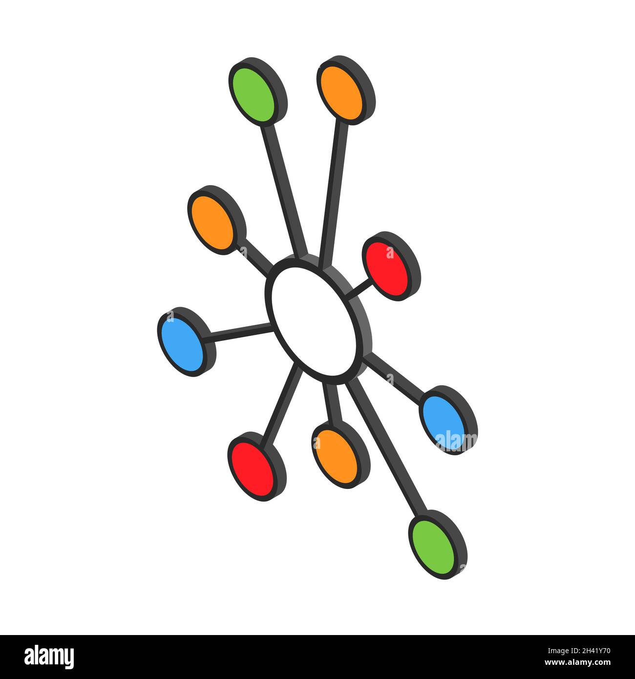 Hub flat network icon, connect structure vector symbol isolated on ...