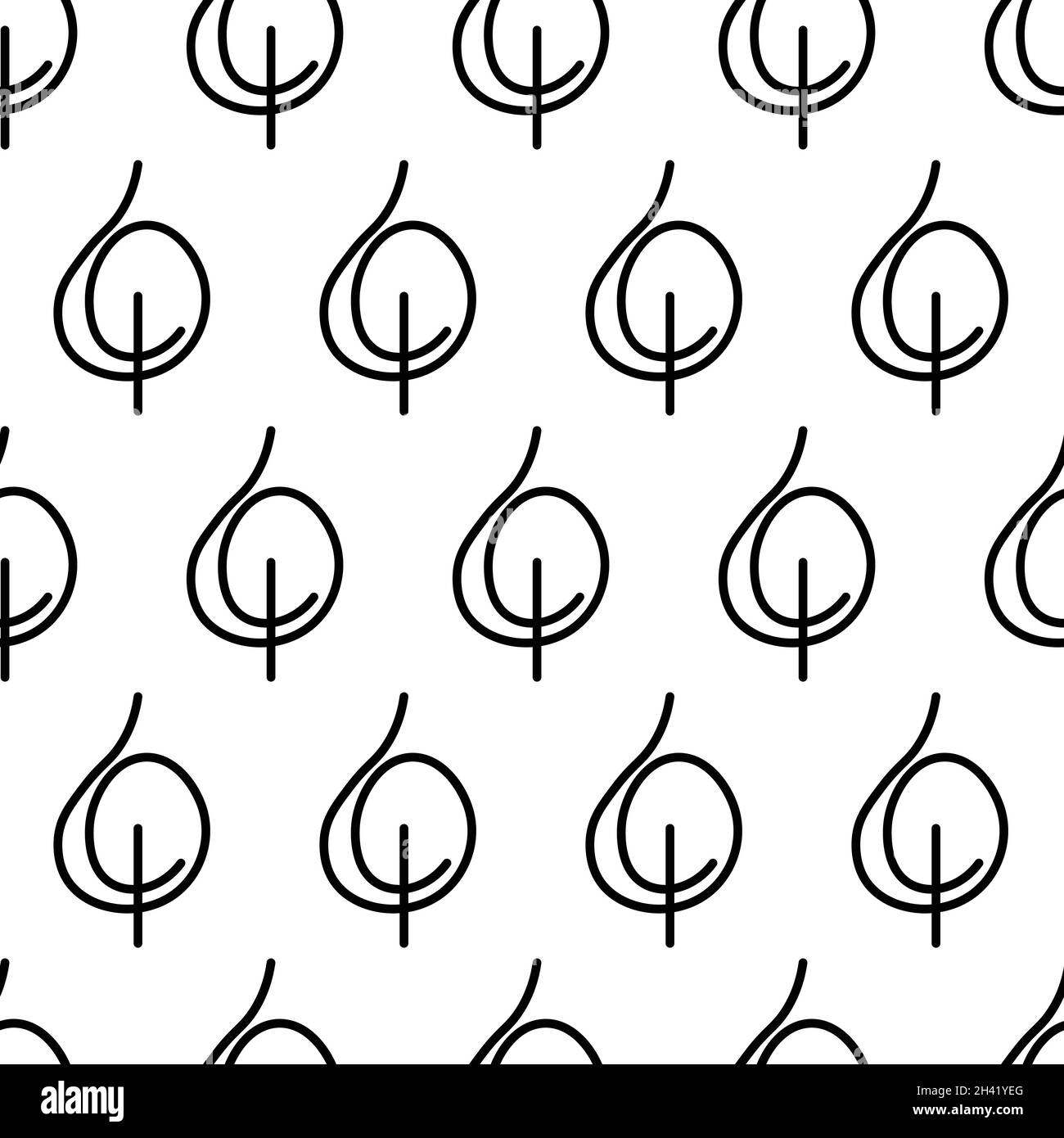 Black and white seamless pattern with tree icon. Vector trees symbol ...