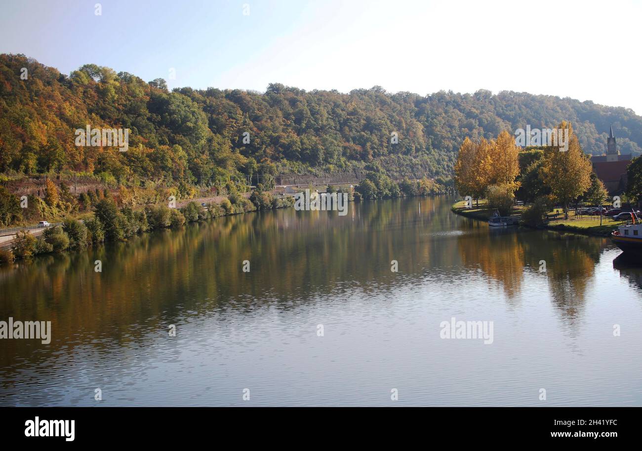 The River Neckar, Neckar Valley between Heidelberg and Heilbronn, Baden ...