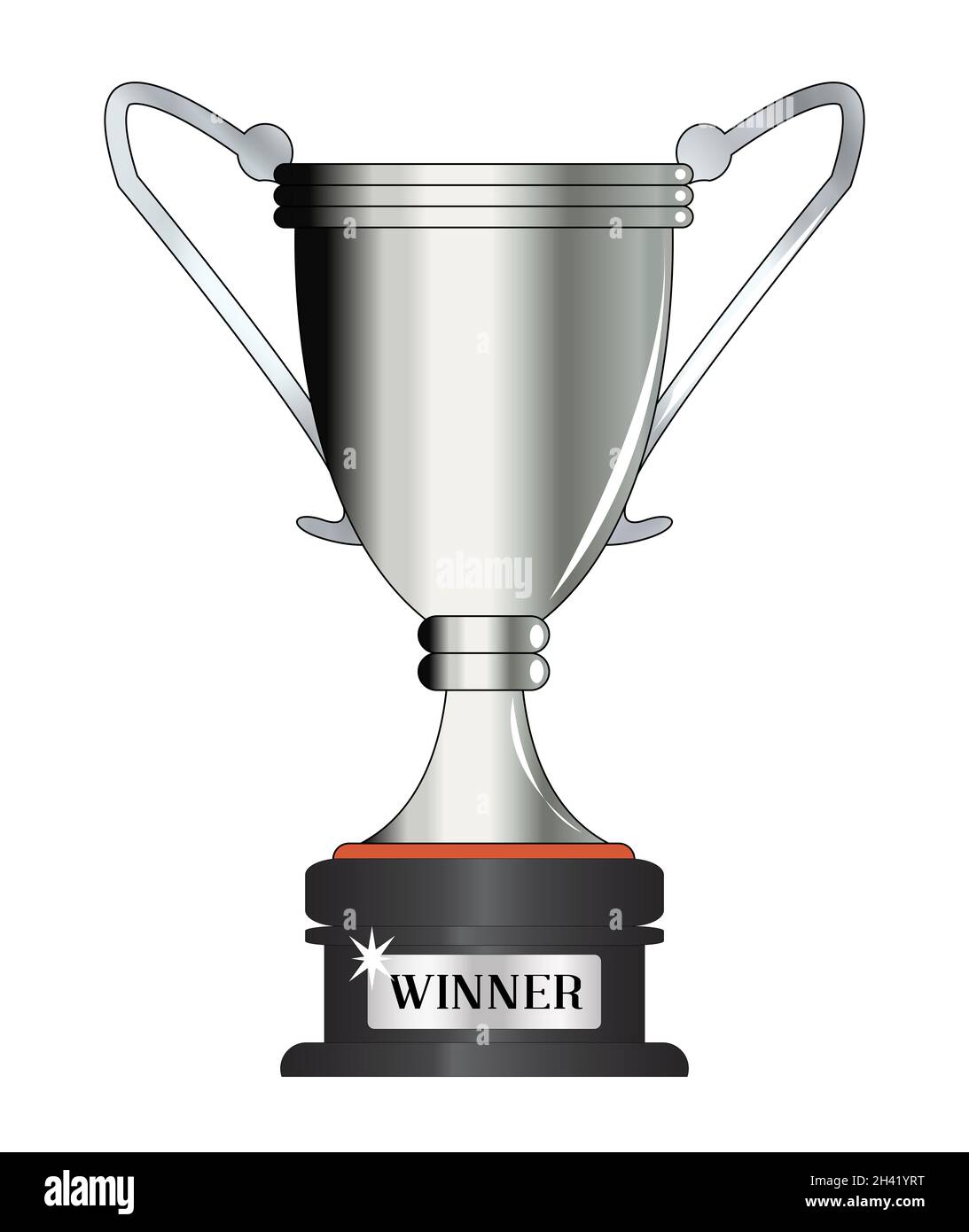 A large silver cup for the winner isolated over a white background ...