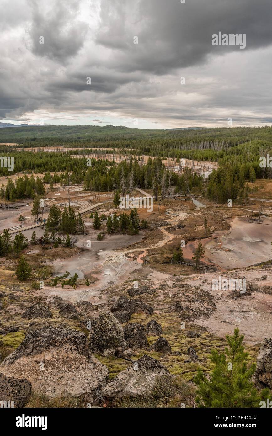 Steaming Mud Pod Area in famous Yellowstone National Park, USA Stock ...