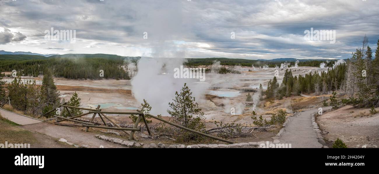 Steaming Mud Pod Area in famous Yellowstone National Park, USA Stock ...