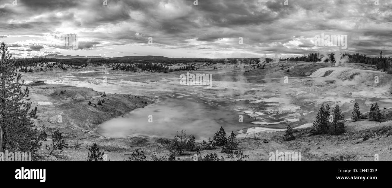 Steaming Mud Pod Area in famous Yellowstone National Park, USA Stock ...