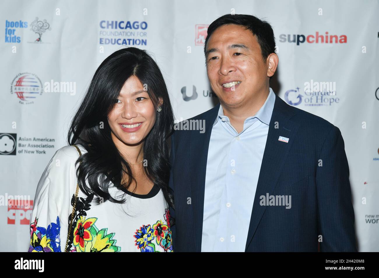 Evelyn Yang and Andrew Yang attend the New York premiere of 'Confetti ...
