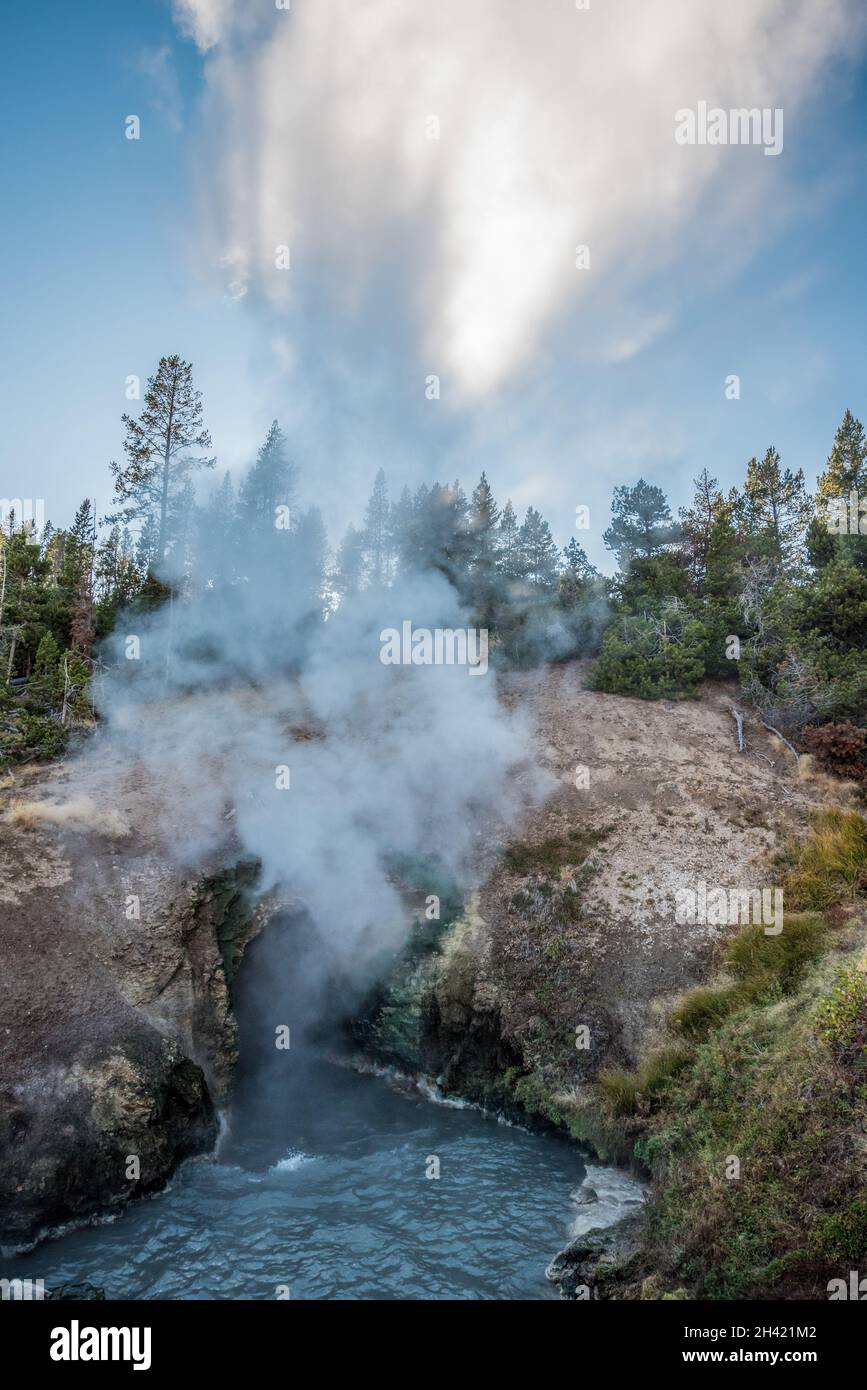Steaming Mud Pod Area in famous Yellowstone National Park, USA Stock ...
