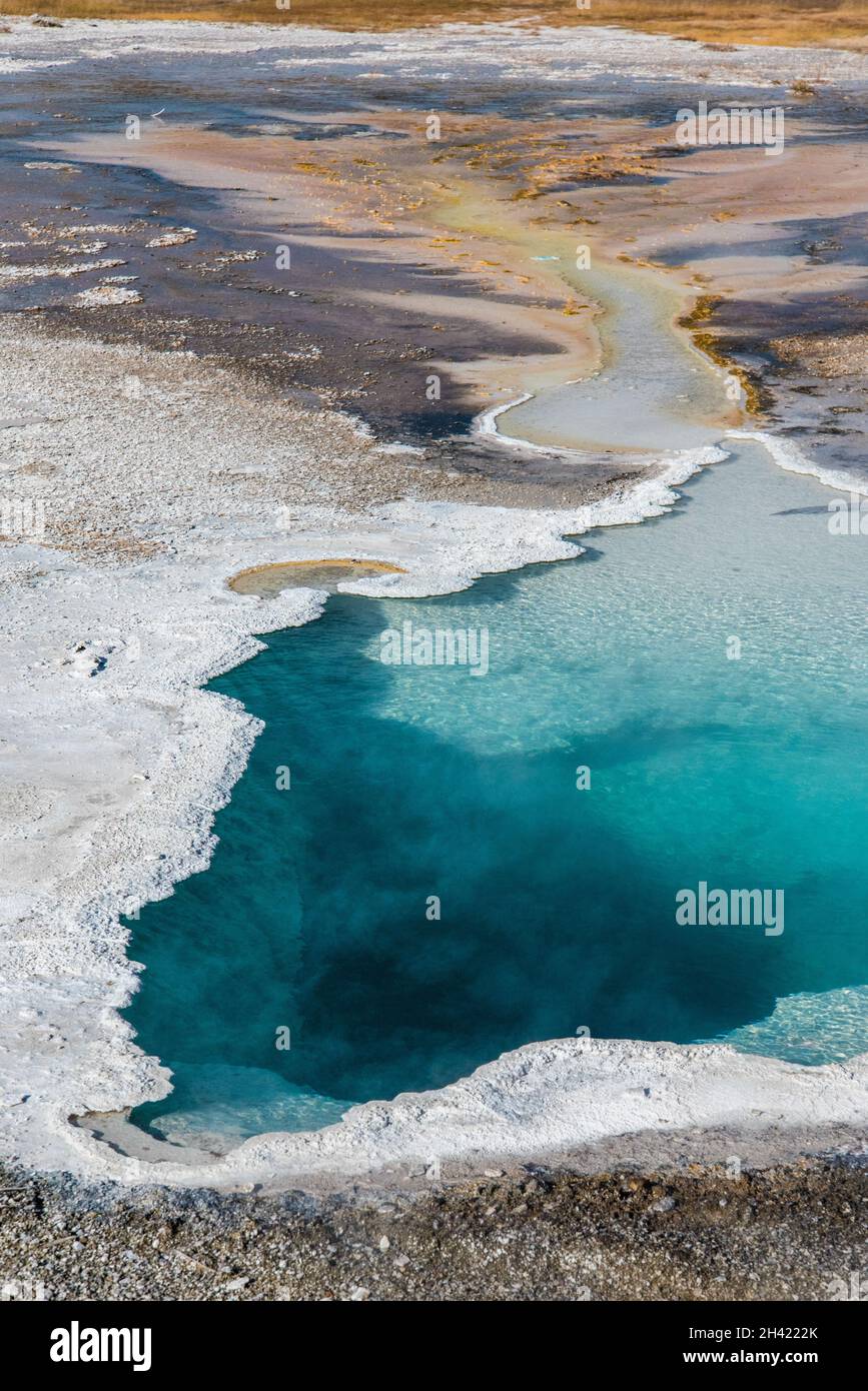 Great colorful pools of the Upper Geyser Basin of Yellowstone NP, USA ...