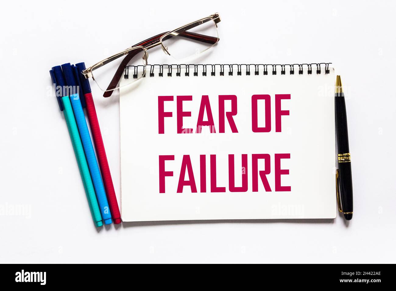 text fear of failure, isolated white background with felt-tip pens ...