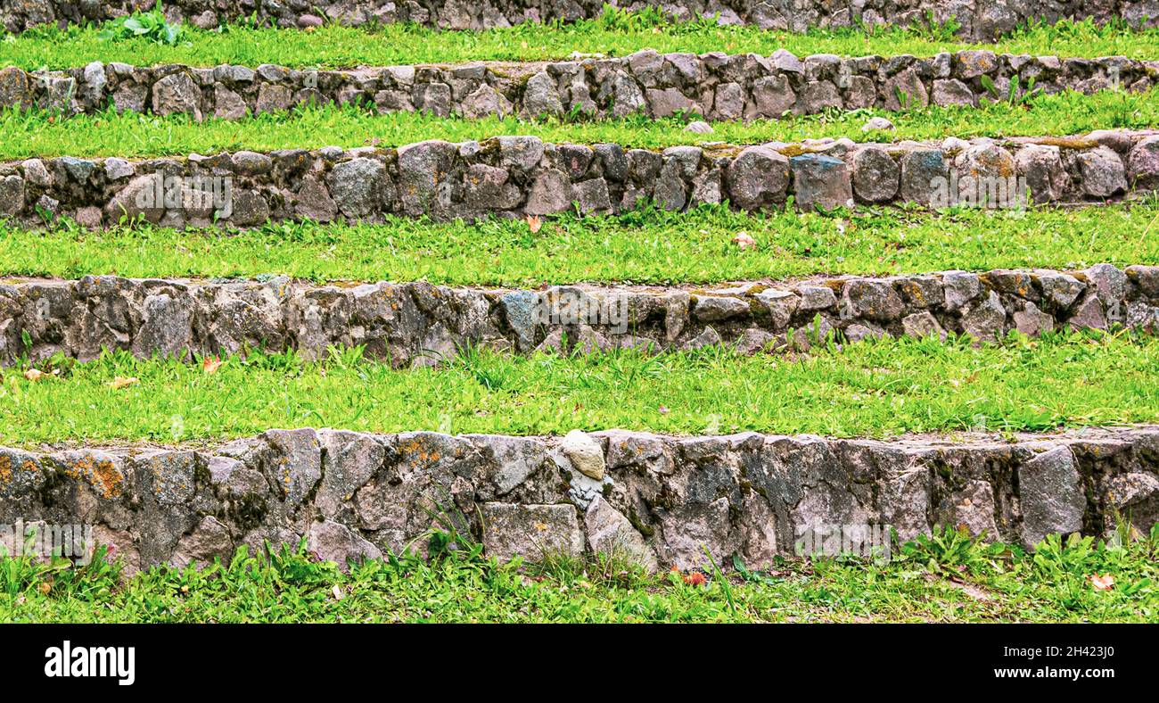 Amphitheater in Europe made of Stone and Grass in an autumn park Stock ...