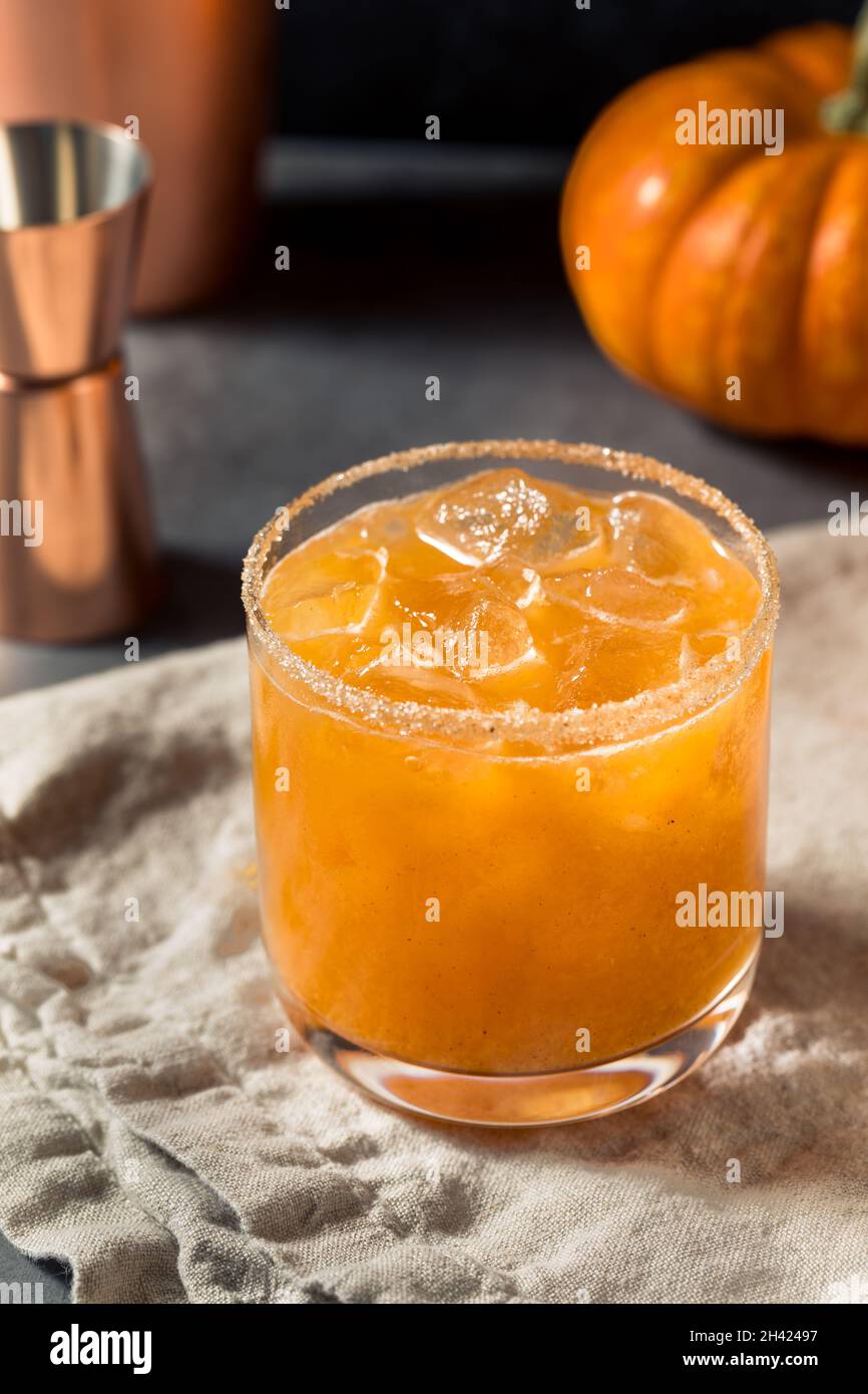 Boozy Refreshing Autumn Pumpkin Spice Margarita with Tequila Stock ...