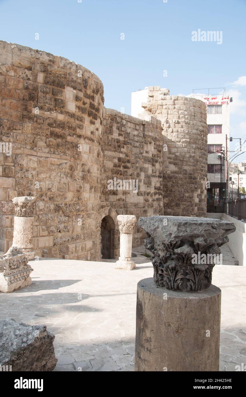 Roman remains and Capital at Nymphaeum, Amman, Jordan, Middle East ...