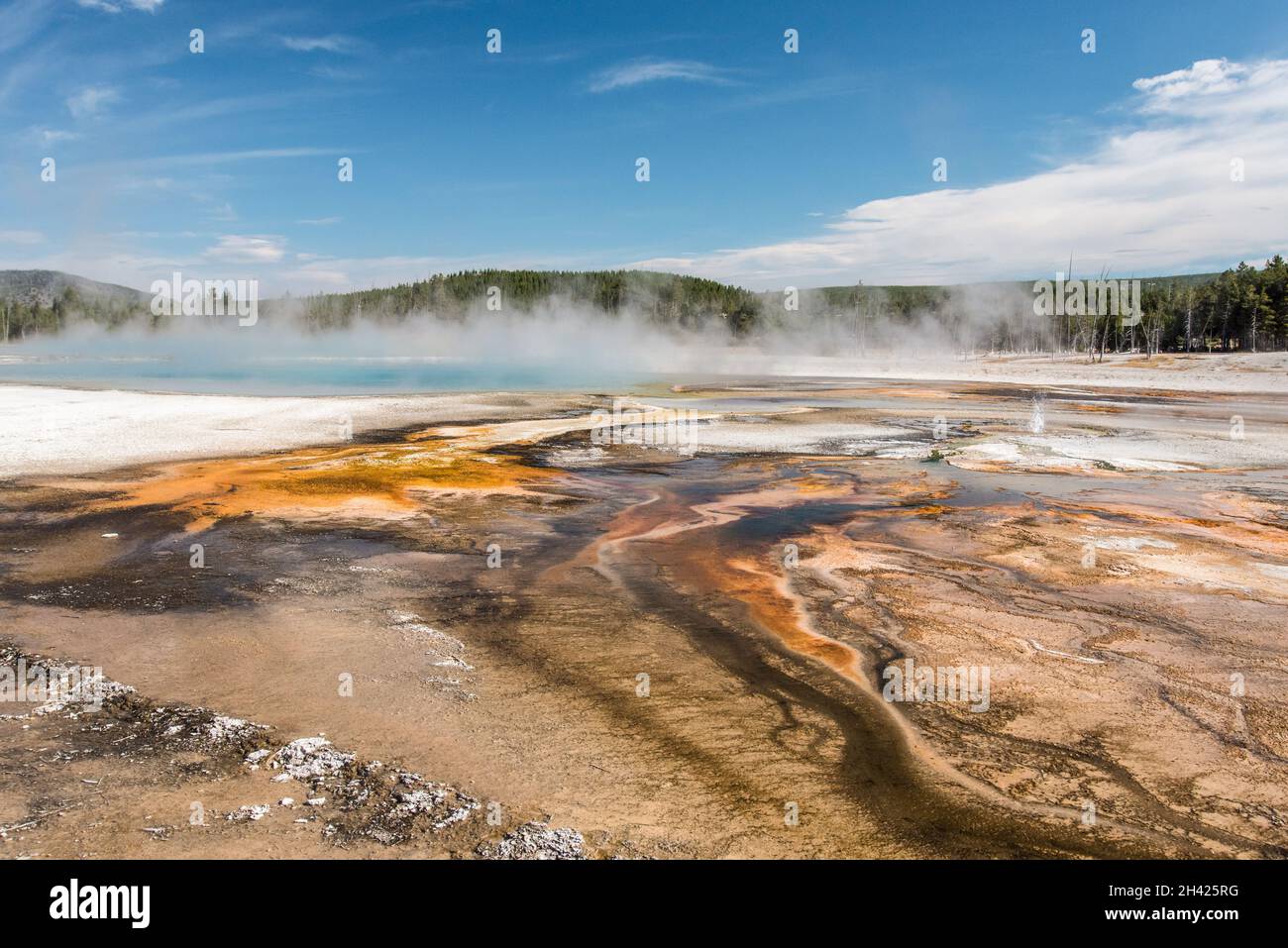 Famous Grand Prismatic Spring basin in Yellowstone National Park, USA ...