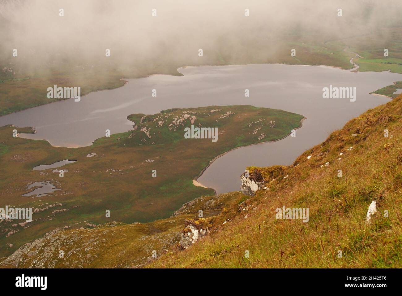 Looking down from Ben Stack to Loch Stack on the Reay Forest Estate ...