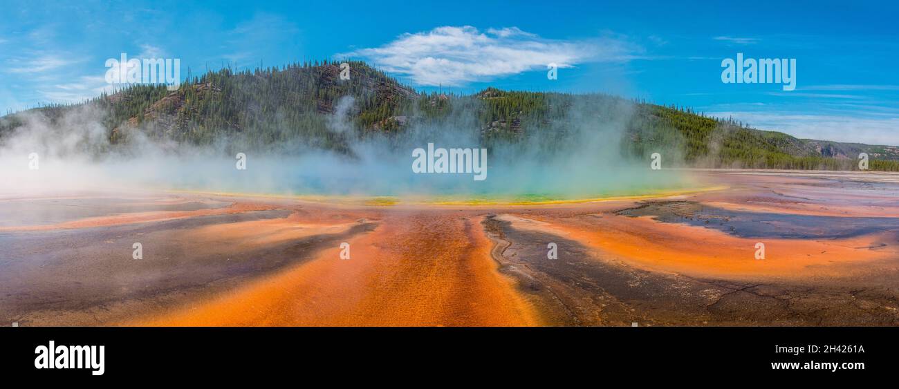 Famous Grand Prismatic Spring basin in Yellowstone National Park, USA ...