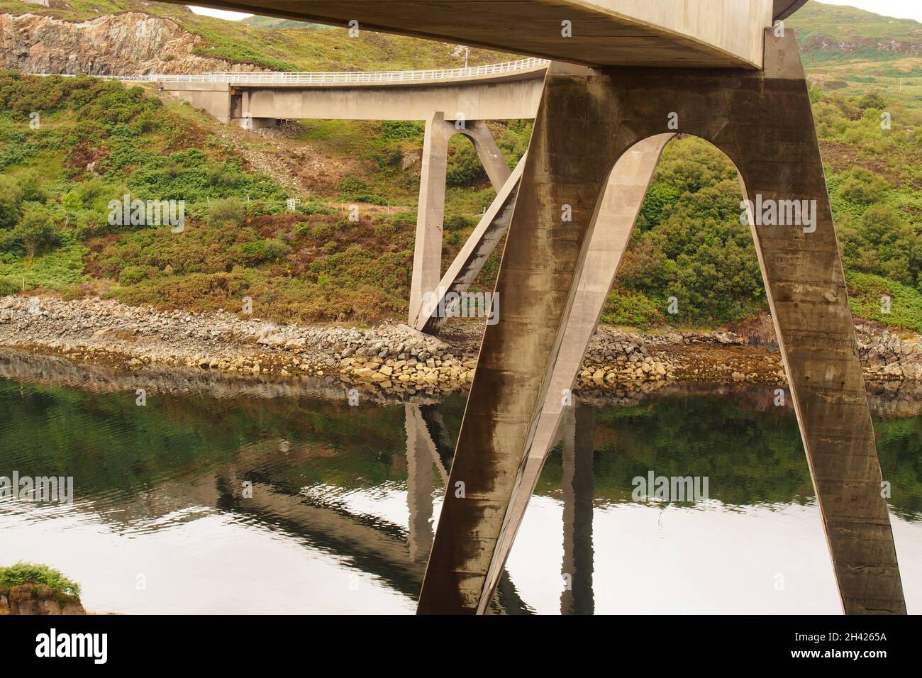 A view of the Kylesku bridge , Sutherland, Scotland, showing its curved ...