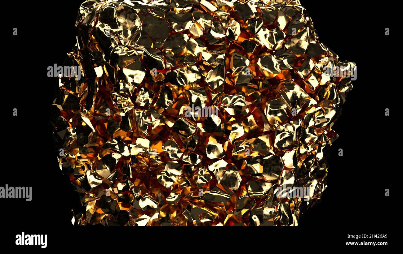 Golden rock explosion on Black background Gold texture Super Slow ...