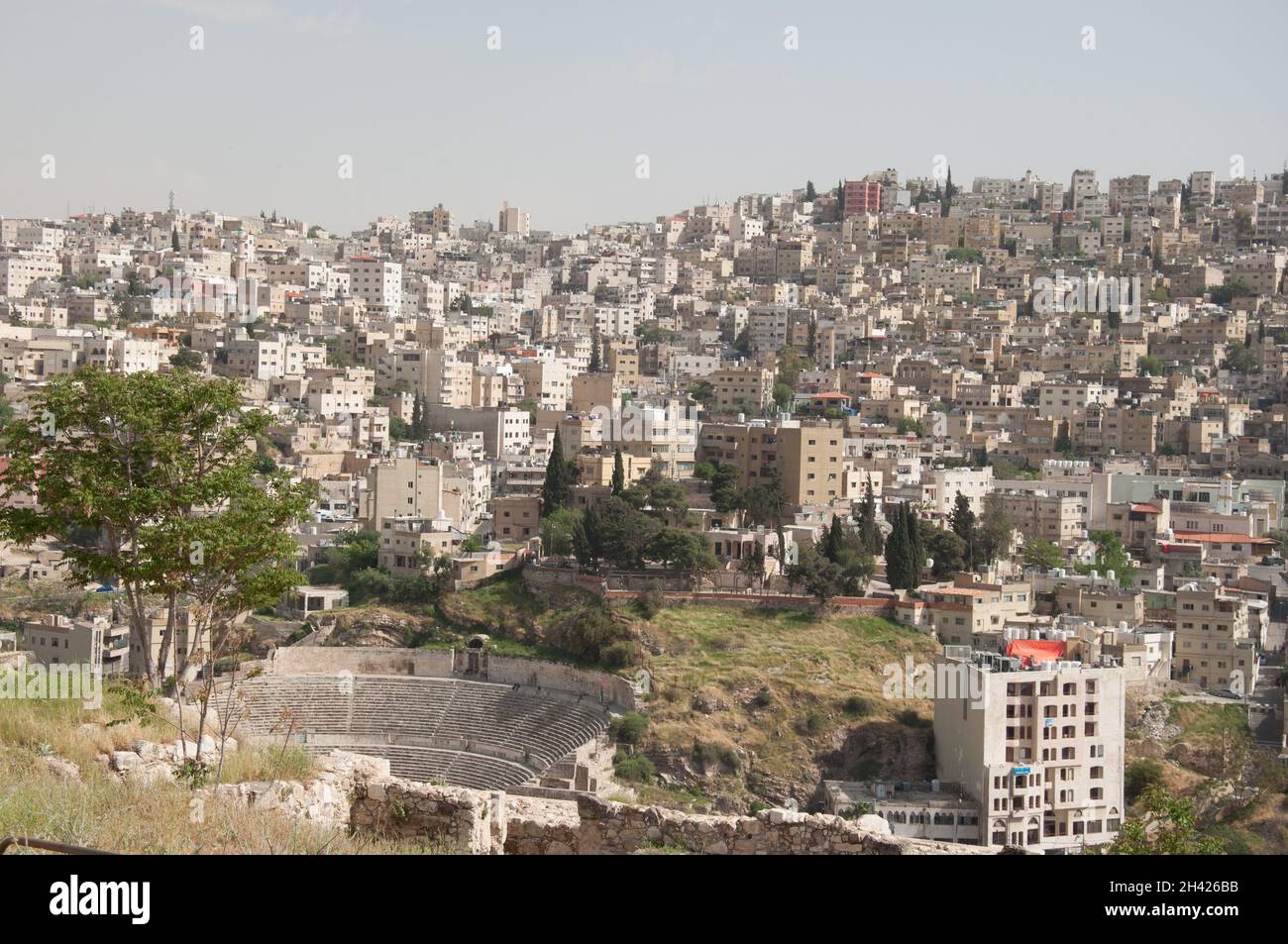 View of Amman with the Roman Theatre from the Citadel, Amman, Jordan ...