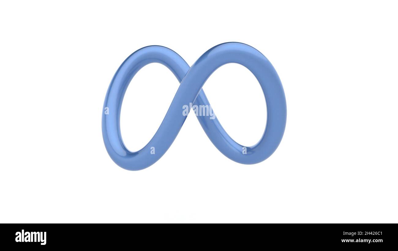 Blue infinity sign endless intro object 3d render Stock Photo - Alamy