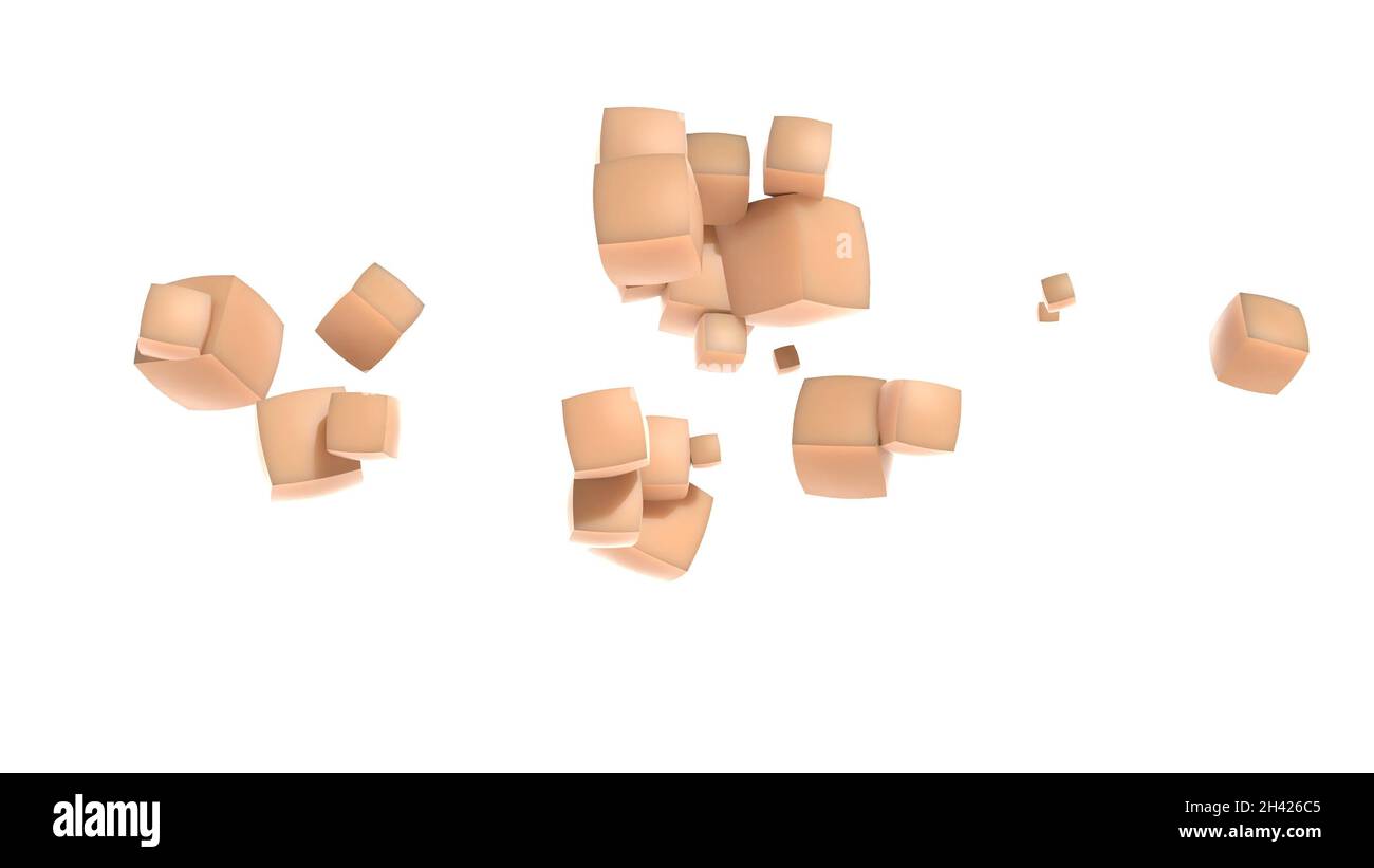 Cube is assembled and disassembled intro 3d render Stock Photo - Alamy