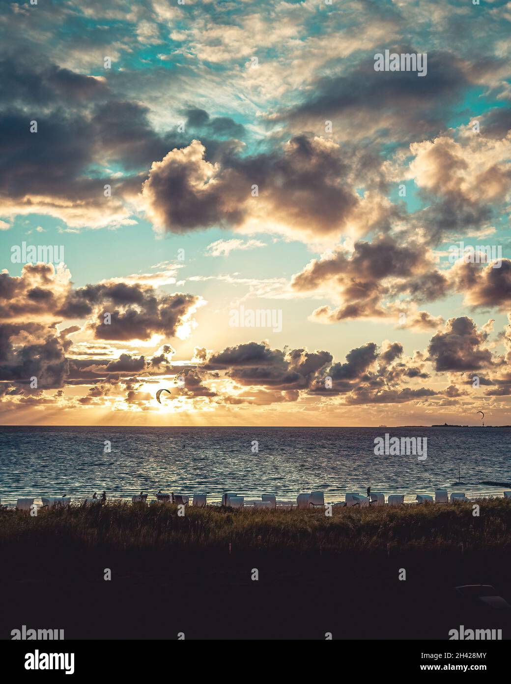 Beautiful sunset at north sea Stock Photo - Alamy