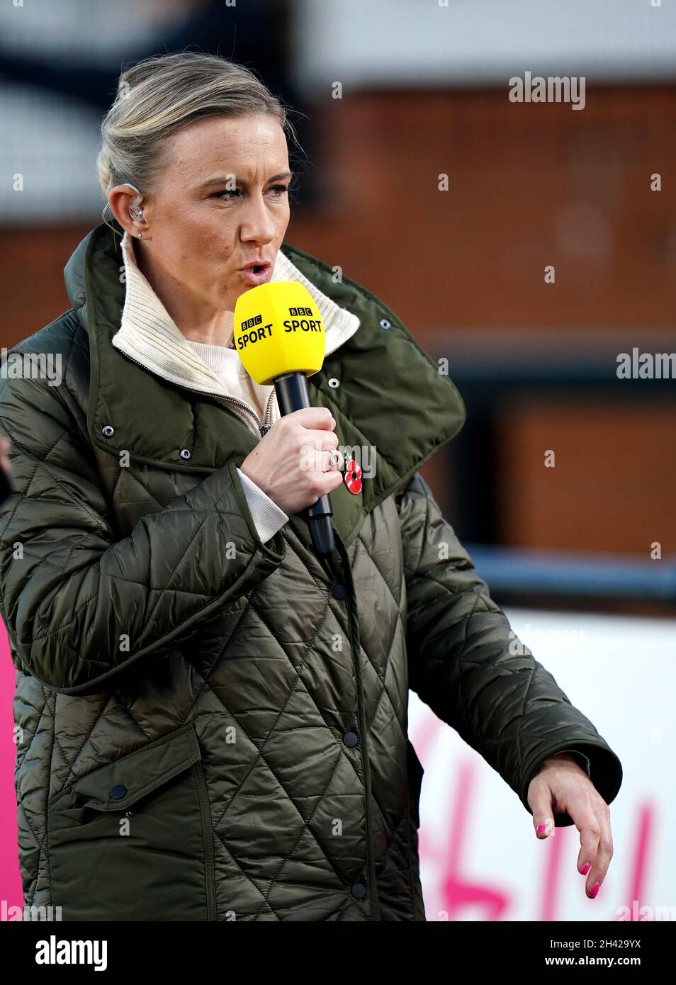 Former England and Arsenal player Laura Bassett presenting for BBC ...