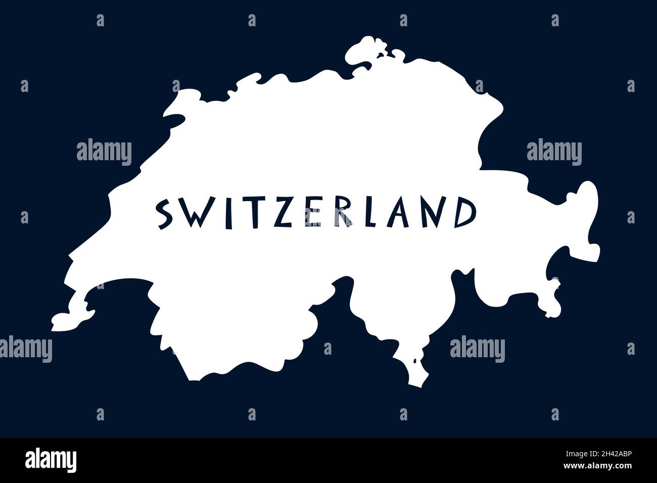 Vector hand drawn stylized map of Switzerland. Travel illustration ...