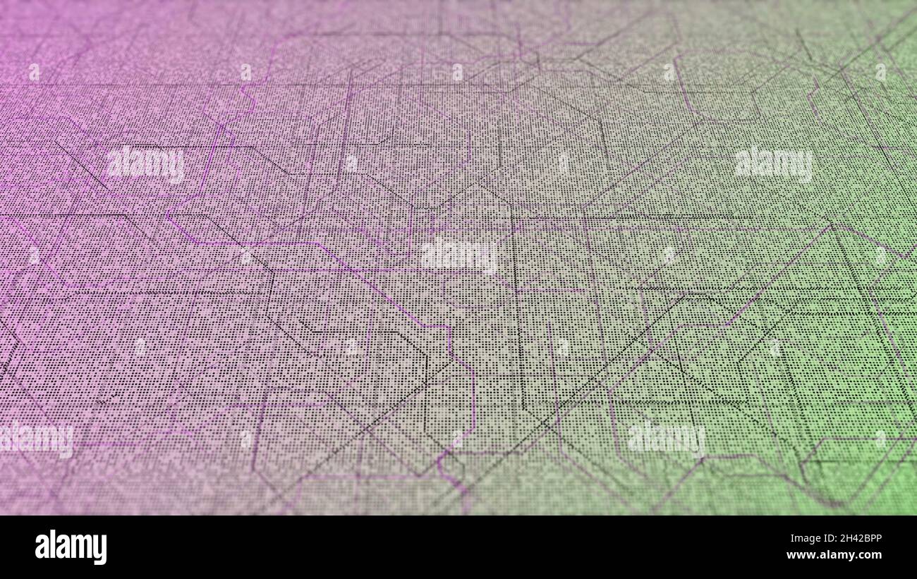 Diagram with moving lines of computer chip. Animation. Multi-colored ...