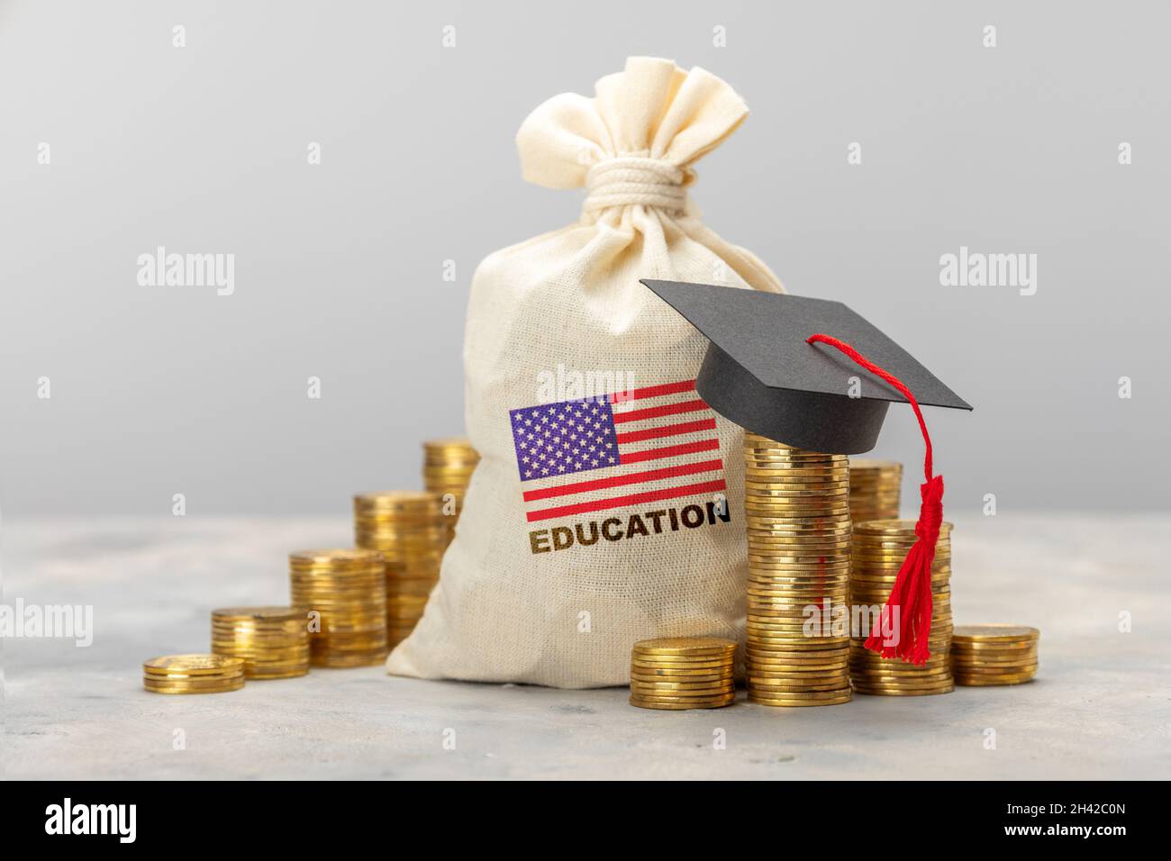 Education in the USA. Concept for expensive education in America. Day ...