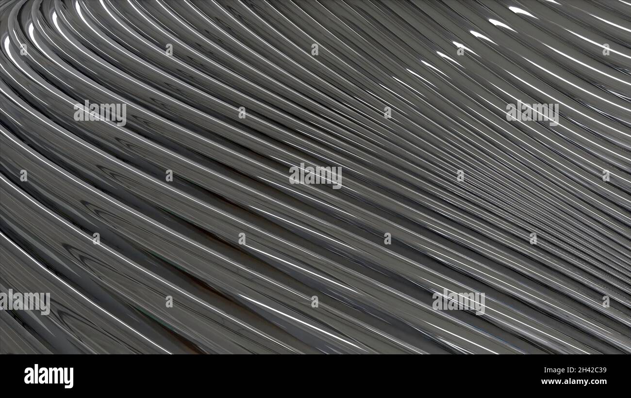 Abstract flowing lines of metal. Animation. Beautiful waves of glossy ...