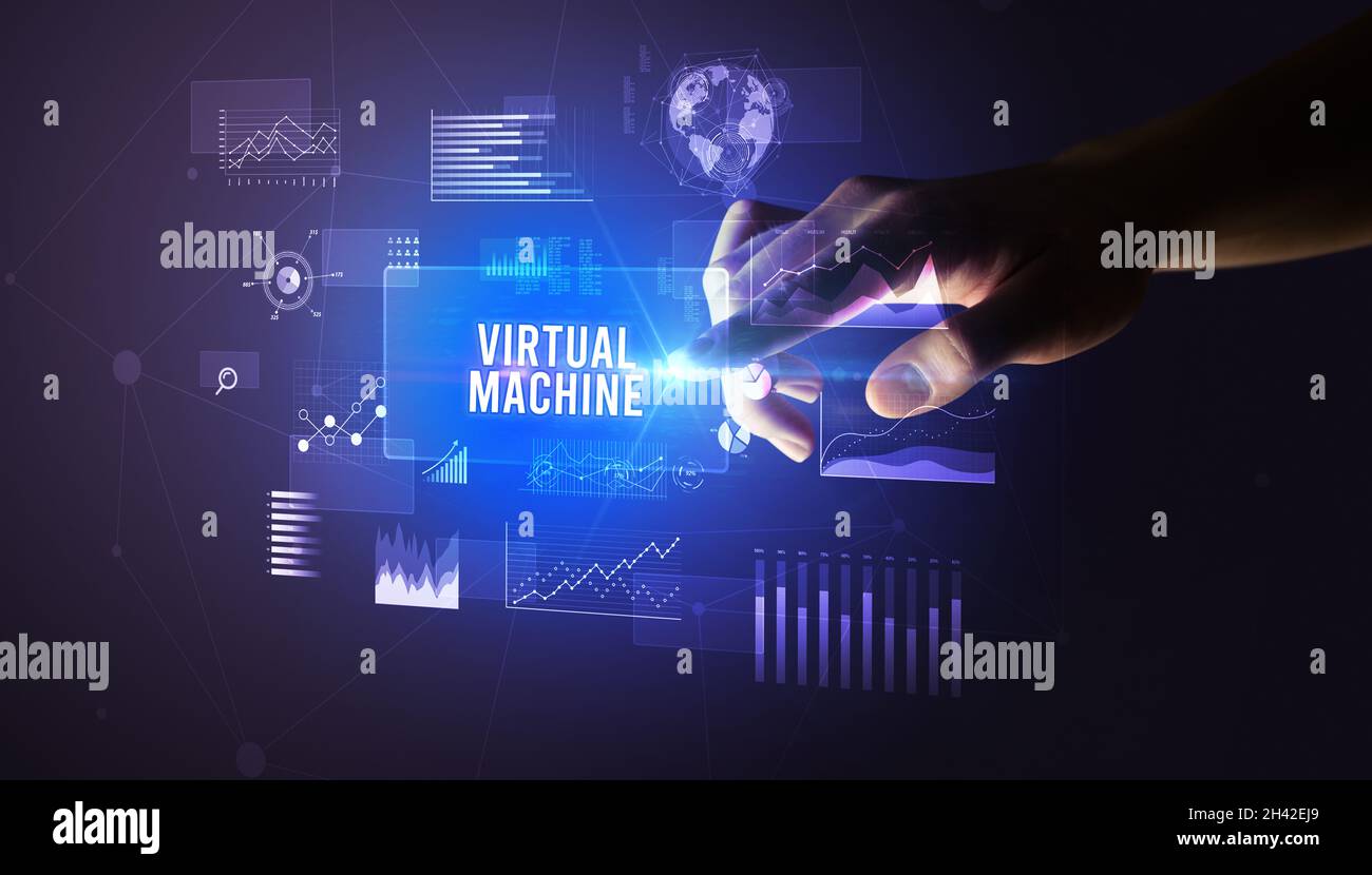 hand touching digital button, modern technology concept Stock Photo - Alamy