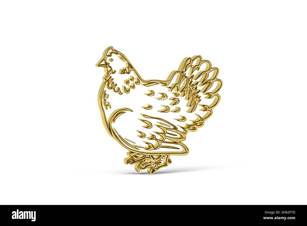 Golden 3d chicken icon isolated on white background - 3D render Stock ...