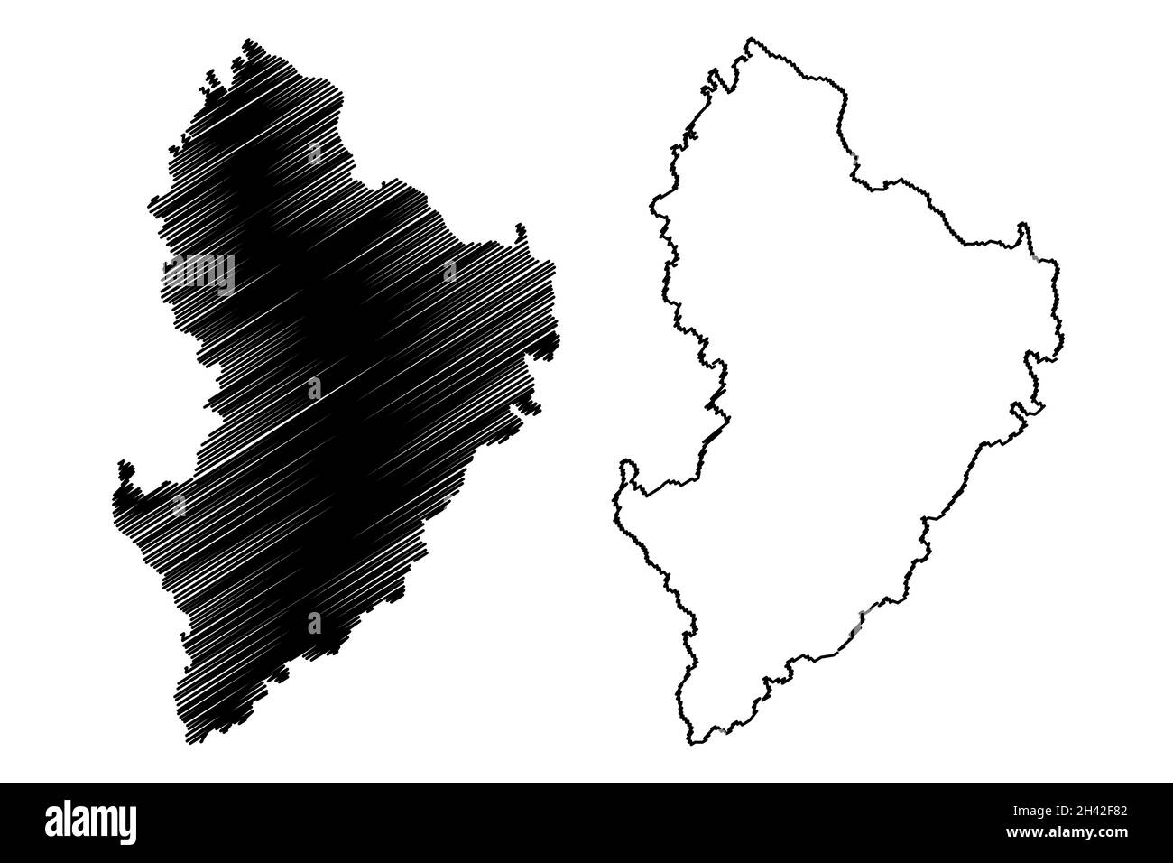 Rampur district (Uttar Pradesh State, Republic of India) map vector ...