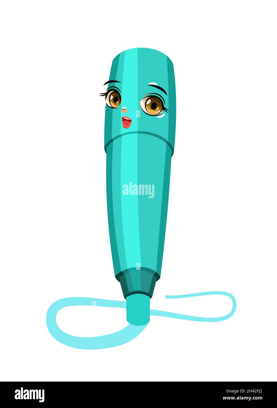 Felt pen girl draws. Cheerful cute cartoon character. Good mood ...