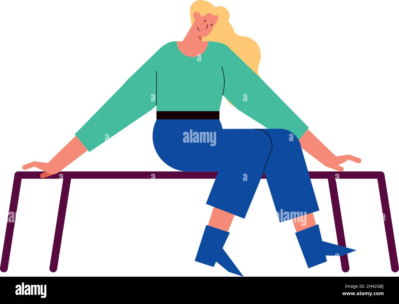 woman seated in bench character Stock Vector Image & Art - Alamy