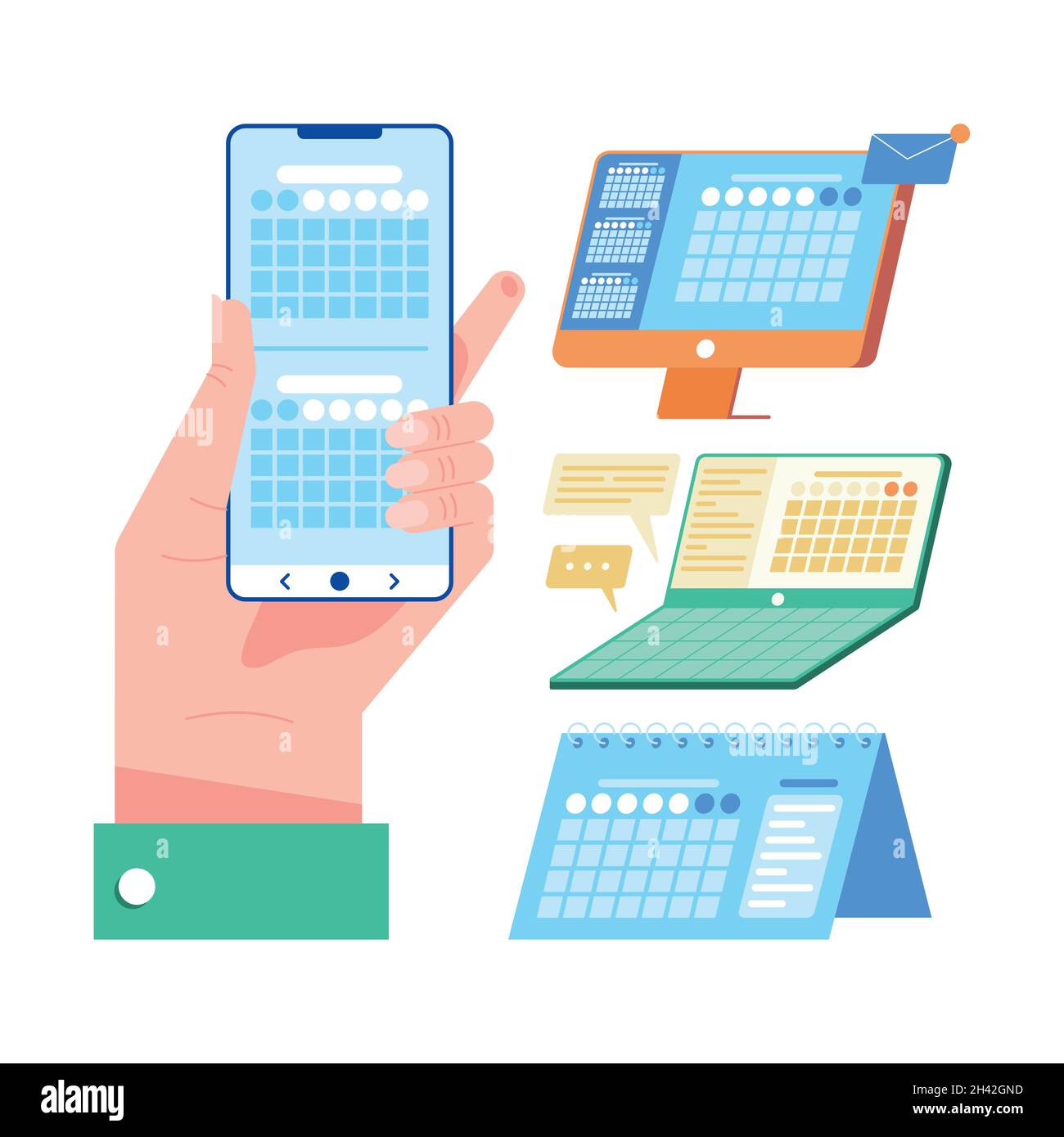 hand and devices planning icons Stock Vector Image & Art - Alamy