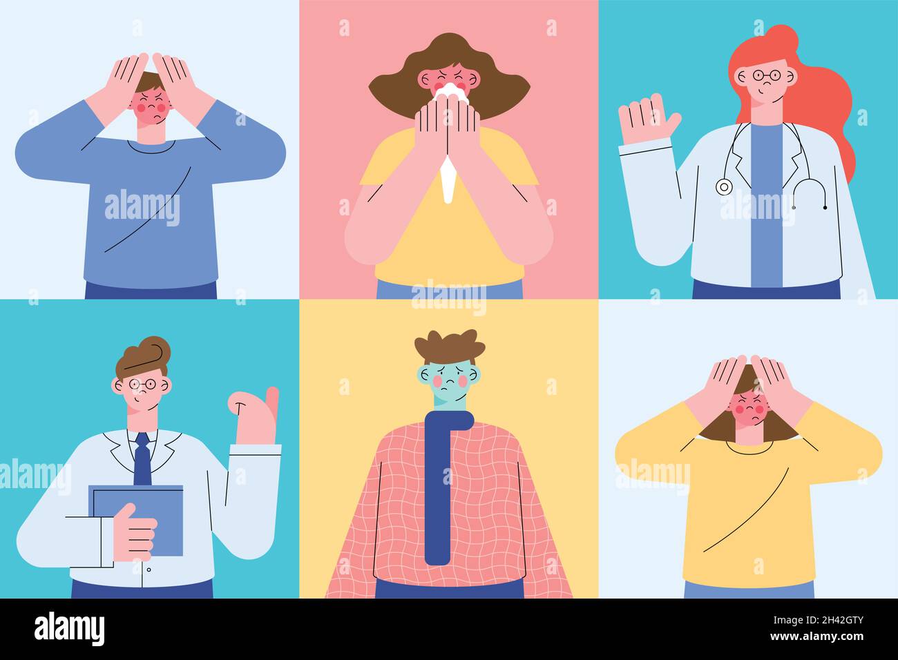 doctors and sick patients characters Stock Vector Image & Art - Alamy