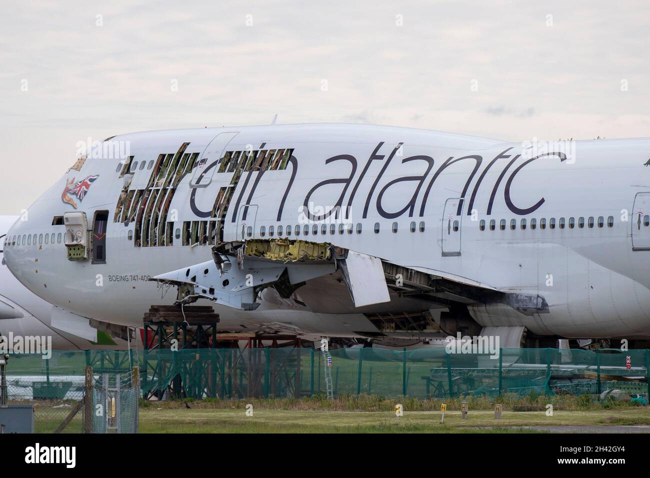 A Virgin Atlantic 747 aircraft at St. Athan airport where it is being ...
