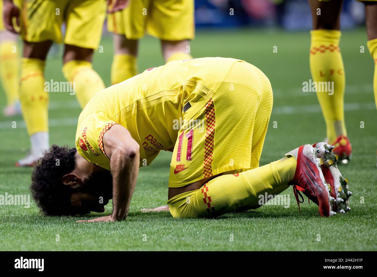 MADRID - OCT 19: Mo Salah celebrates after scoring a goal at the Uefa ...