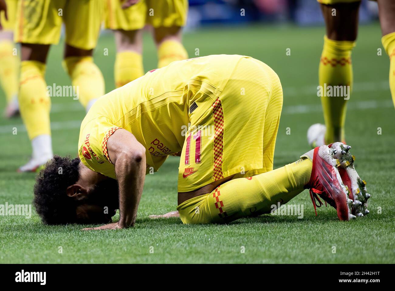 MADRID - OCT 19: Mo Salah celebrates after scoring a goal at the Uefa ...