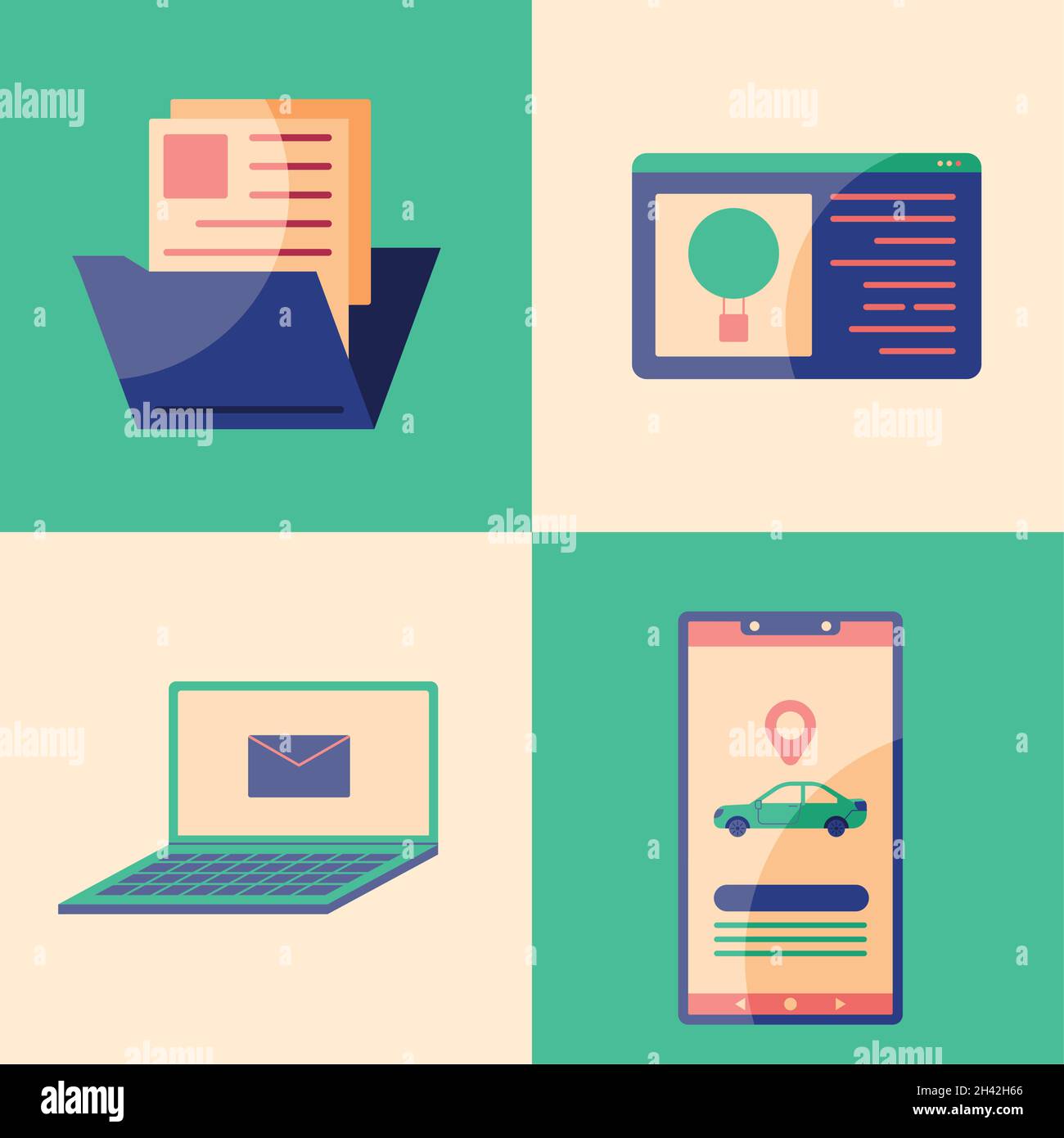 technology concept four set items Stock Vector Image & Art - Alamy