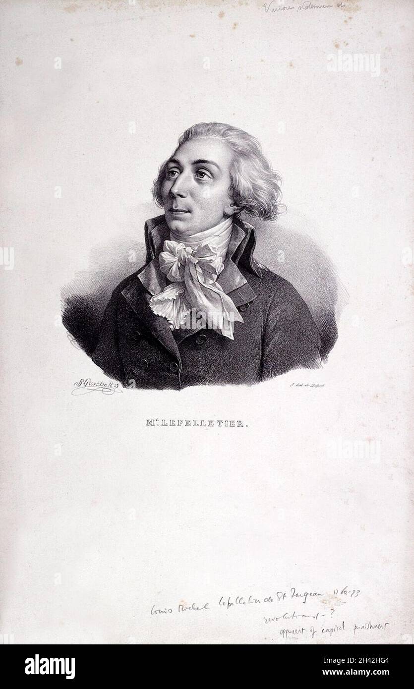 Count Louis-Michel Lepelletier de Saint Fargeau (1760-1793) Lithograph ...
