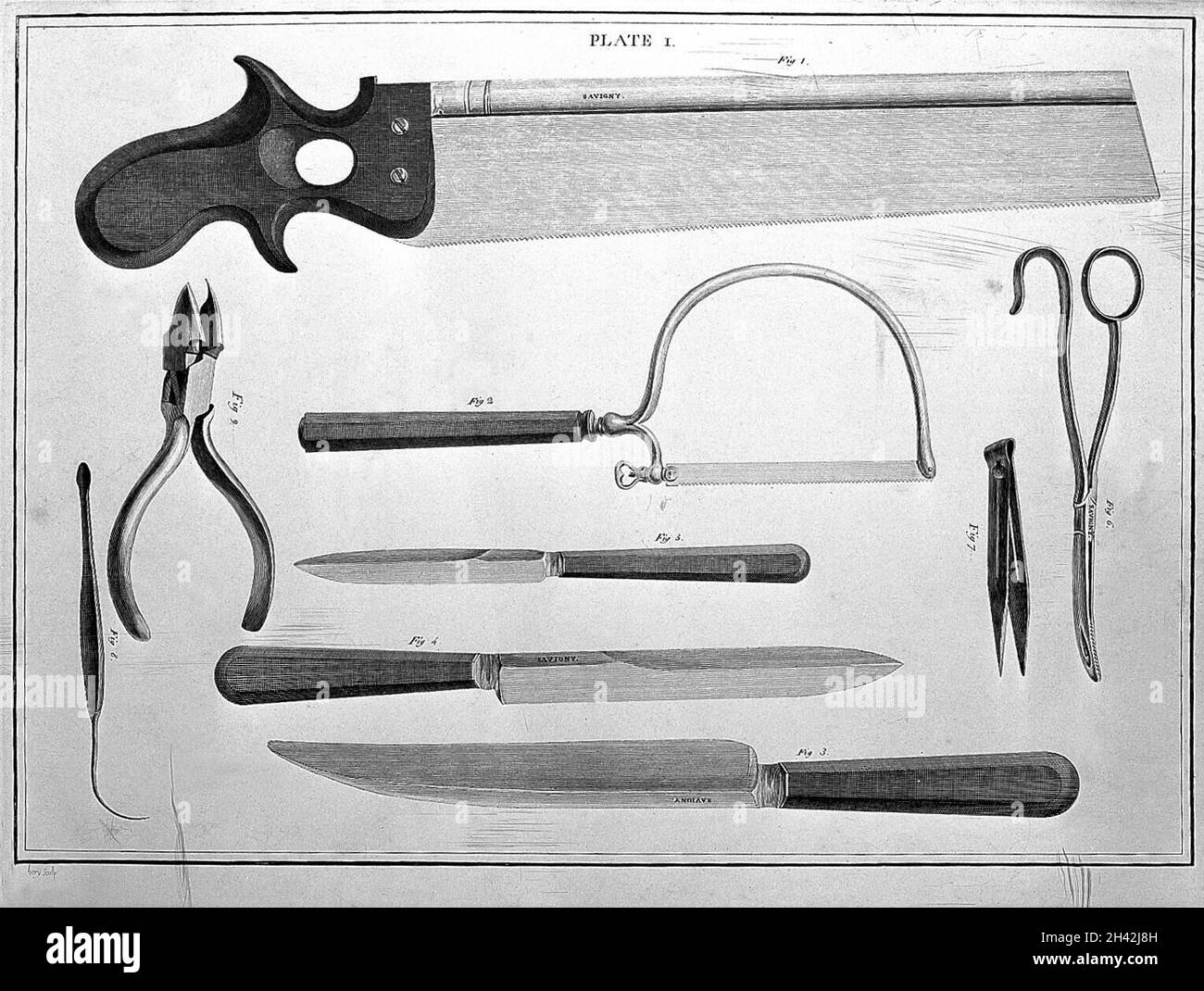 Instruments for amputation, 18th century Stock Photo - Alamy