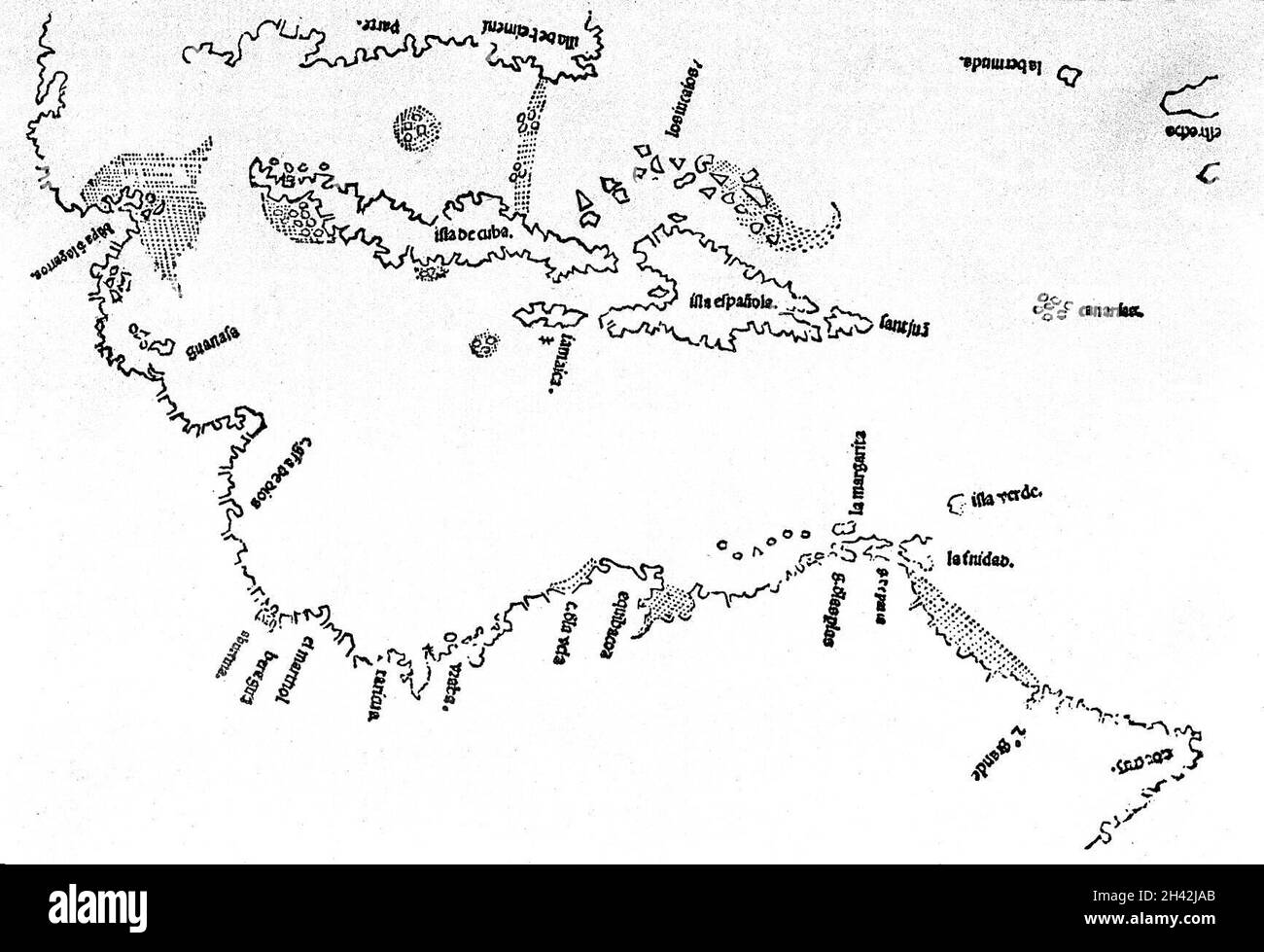 Map of 16th century Carribean Stock Photo - Alamy