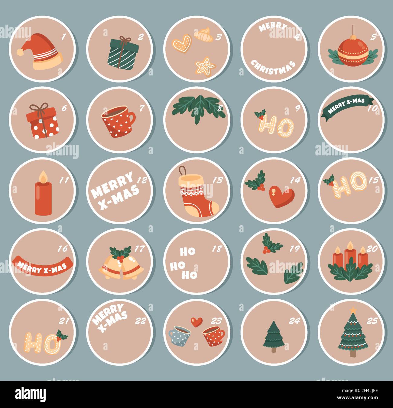 Christmas Advent calendar Christmas poster. Vector illustration Stock ...