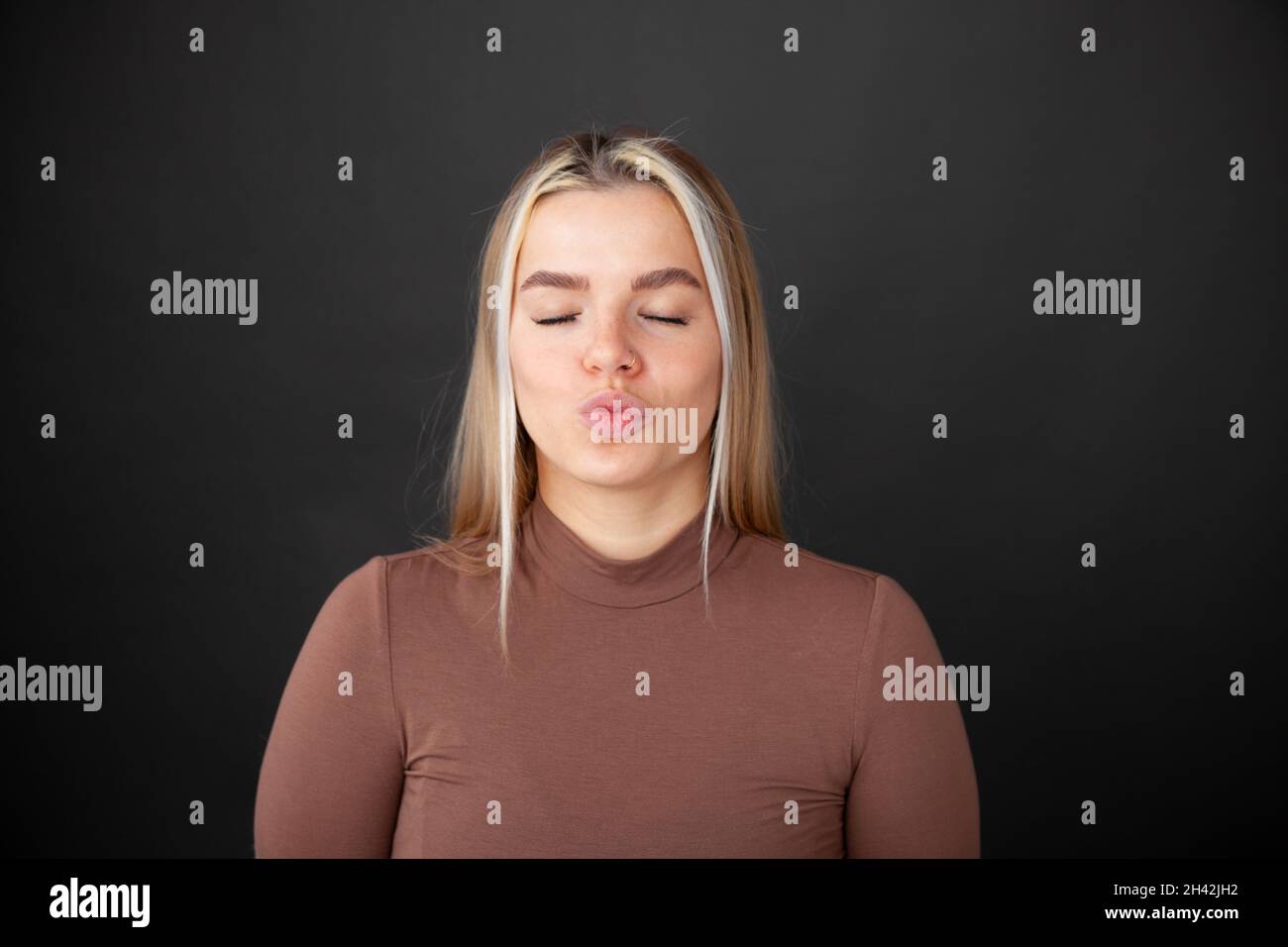 Woman face eyes open and closed hi-res stock photography and images - Alamy