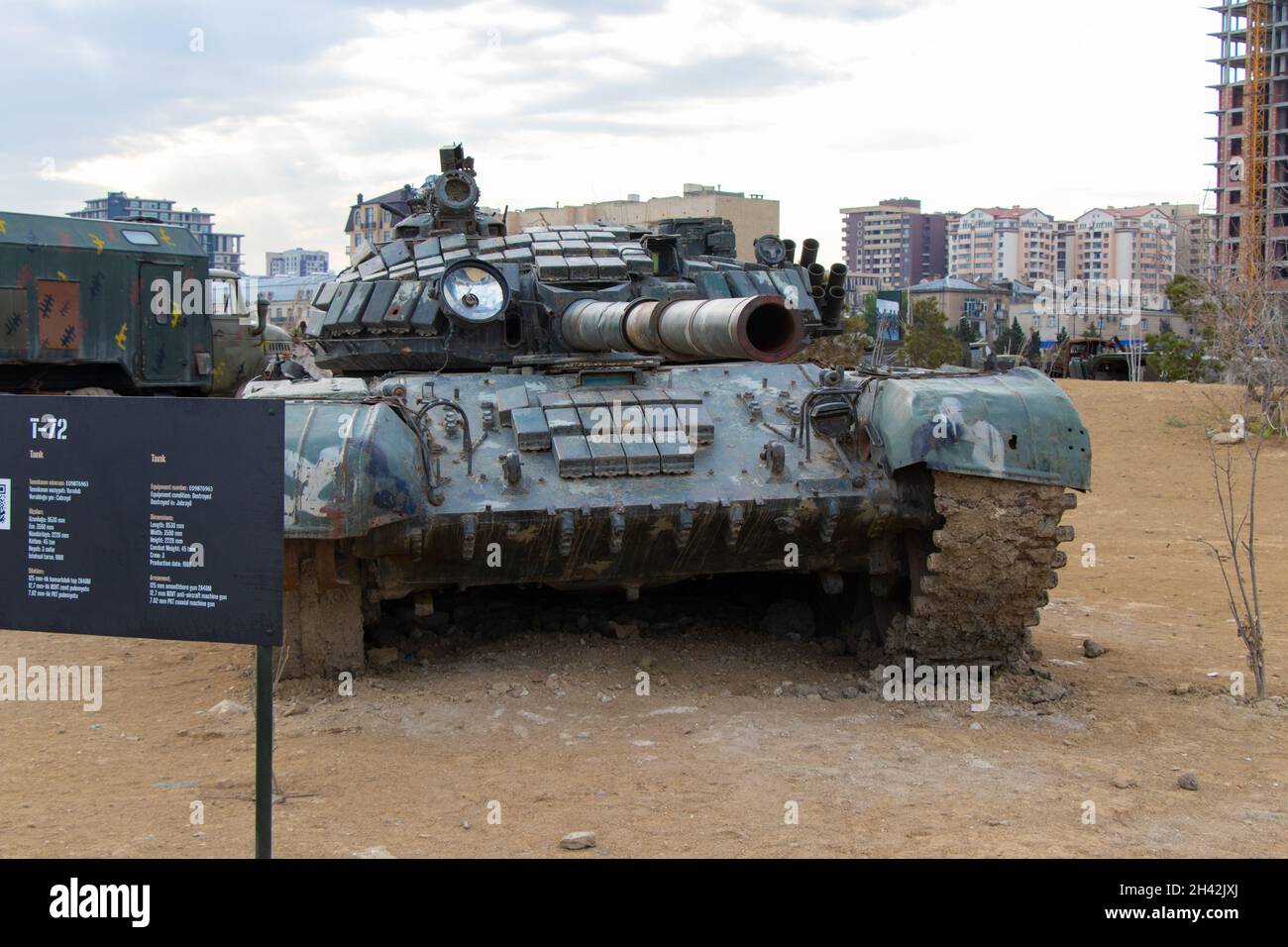 Destroyed Armenian tank during Karabakh war. Russian tank T-72 in The ...