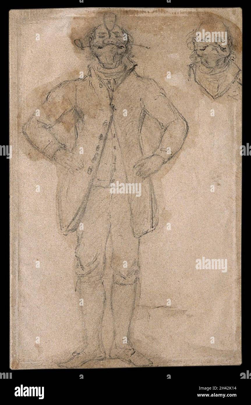 John Baker, facial contortionist. Pencil drawing Stock Photo - Alamy