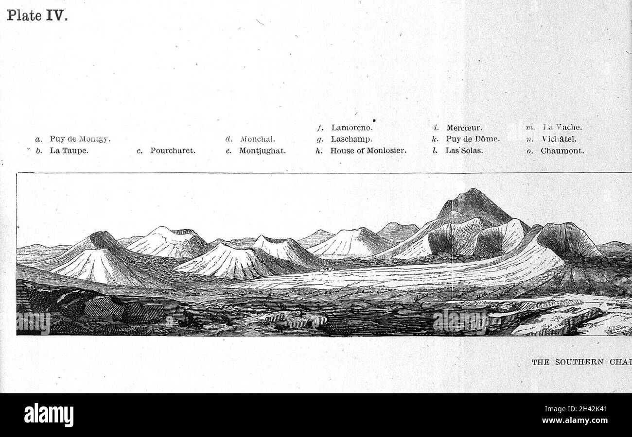 Scrope "The geology...", 1858: southern chain Stock Photo - Alamy