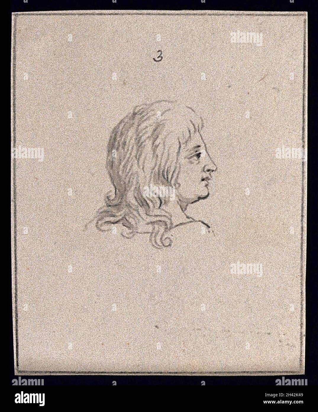 An ideal human head looking at something distant. Drawing, c. 1794 ...