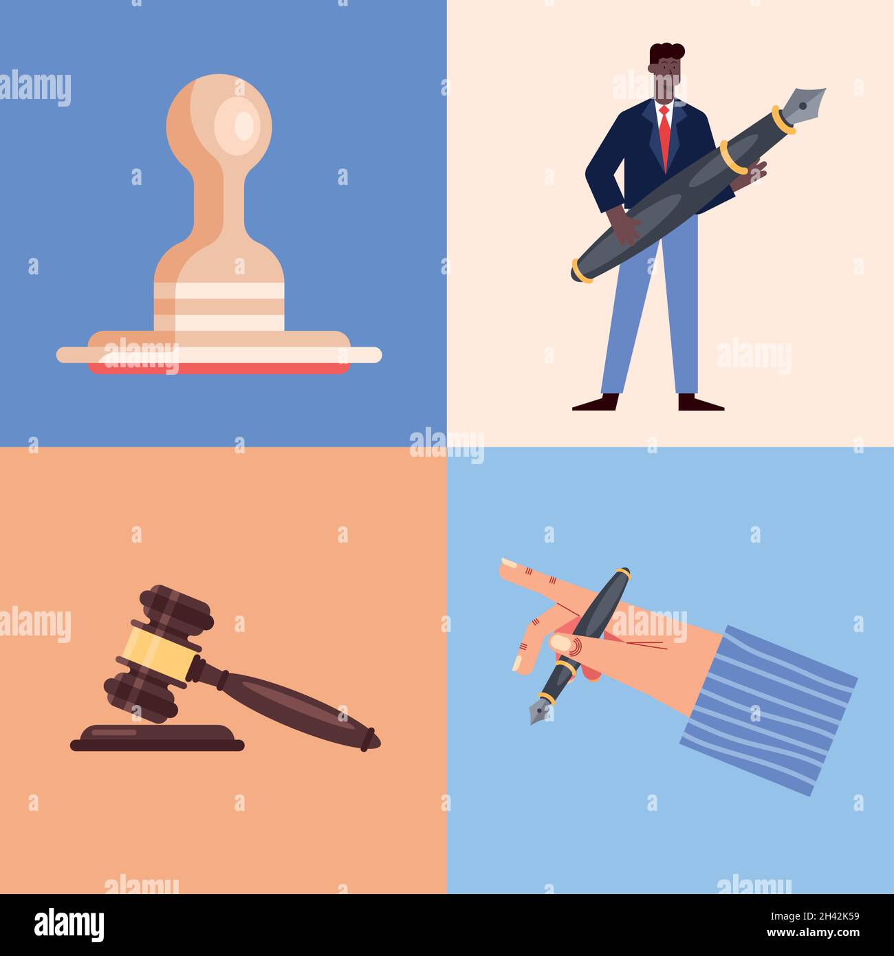 notary services set four icons Stock Vector Image & Art - Alamy