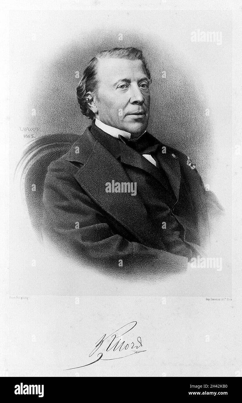 Philippe Ricord. Lithograph by J.B.A. Lafosse, 1865, after P. Petit ...